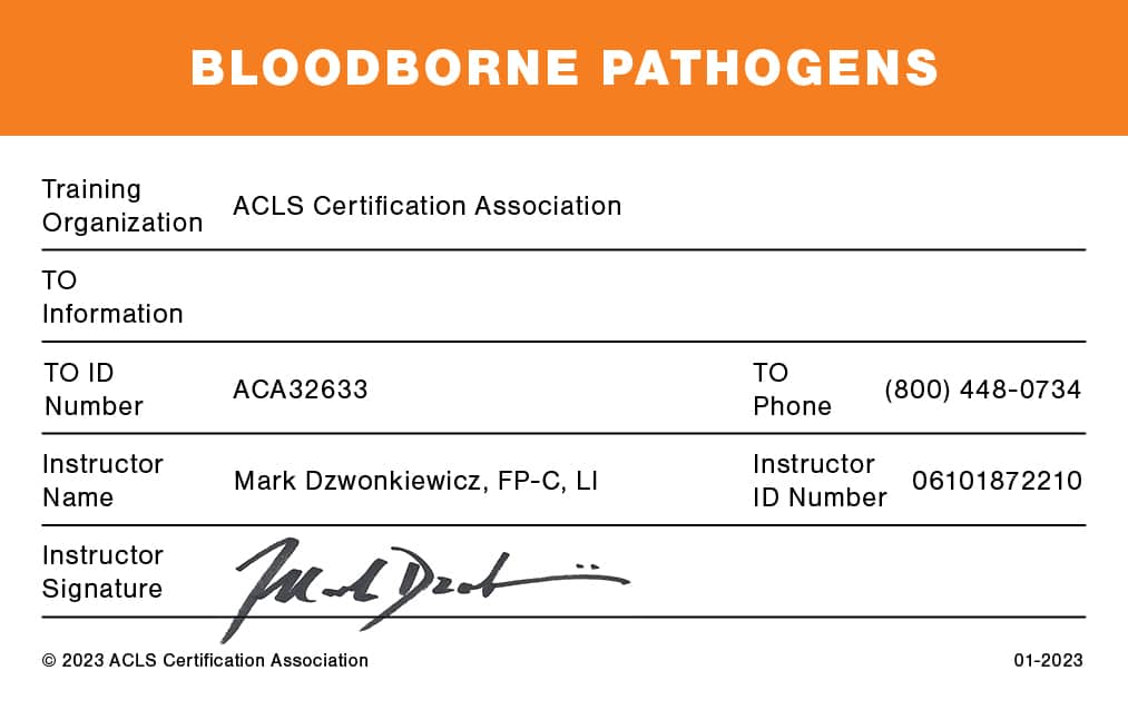Bloodborne Pathogens Recertification & Online Renewal | ACLS ...