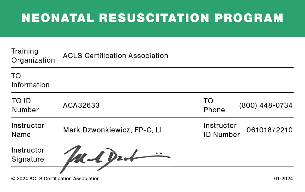 NRP Certification Online | ACLS Certification Association